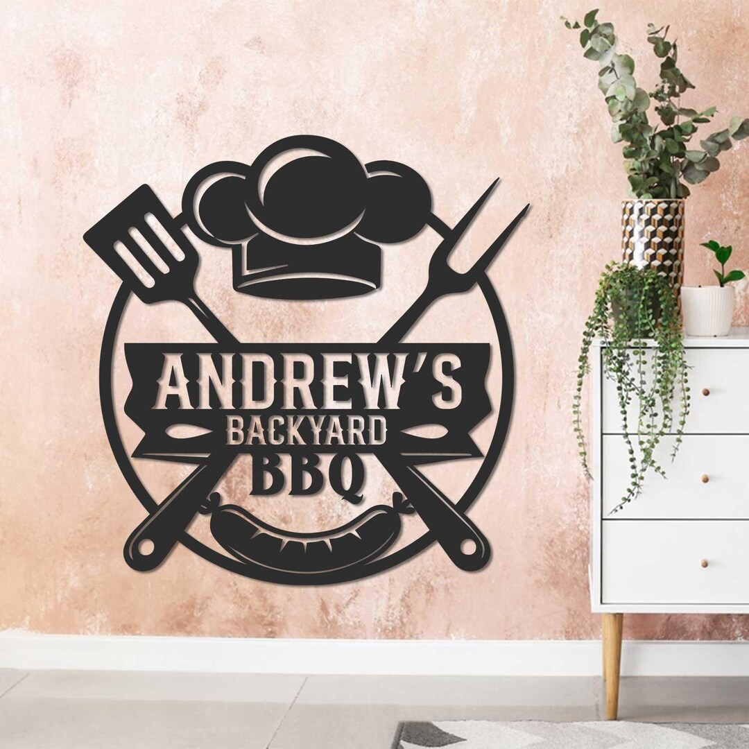 Personalized Metal Backyard Barbecue Sign, Custom Grill Sign, Outdoor ...