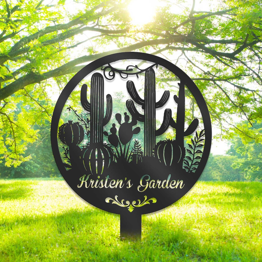 Custom Cactus Metal Sign With Stake, Cactus Stake, Metal Stake, Cactus ...