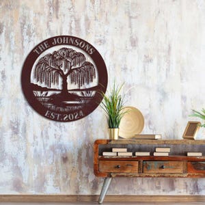 Personalized Willow Tree Metal Sign, Custom Family Name Sign, Willow ...