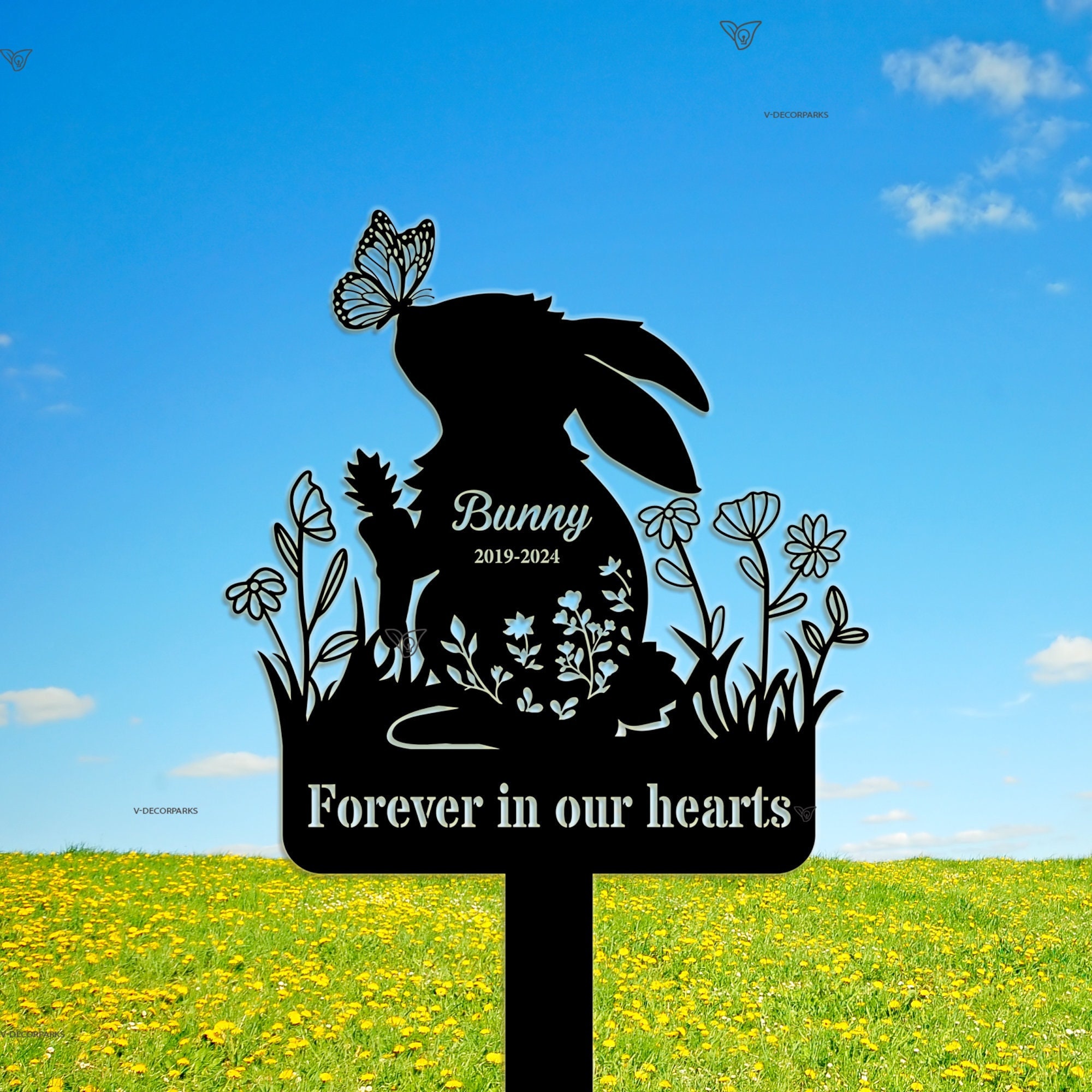 Custom Rabbit Stake Sign, Bunny Metal Sign, Memorial Rabbit Metal Sign ...
