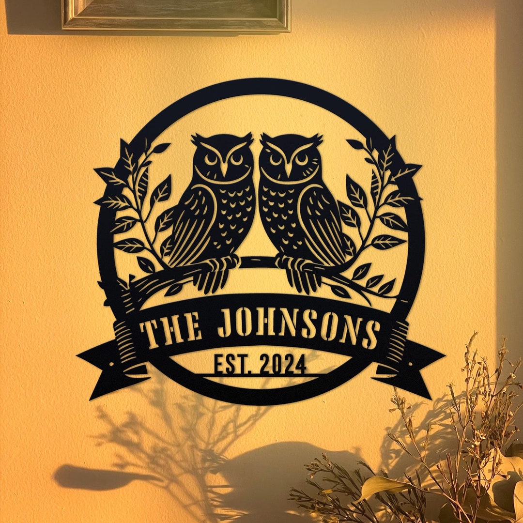 Custom Owl Metal Sign, Owl Custom Name Sign, Owl Wall Decor, Outdoor ...