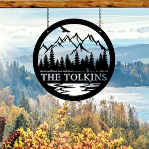 Personalized Metal Cabin Sign, Custom Mountain Forest Metal Sign ...