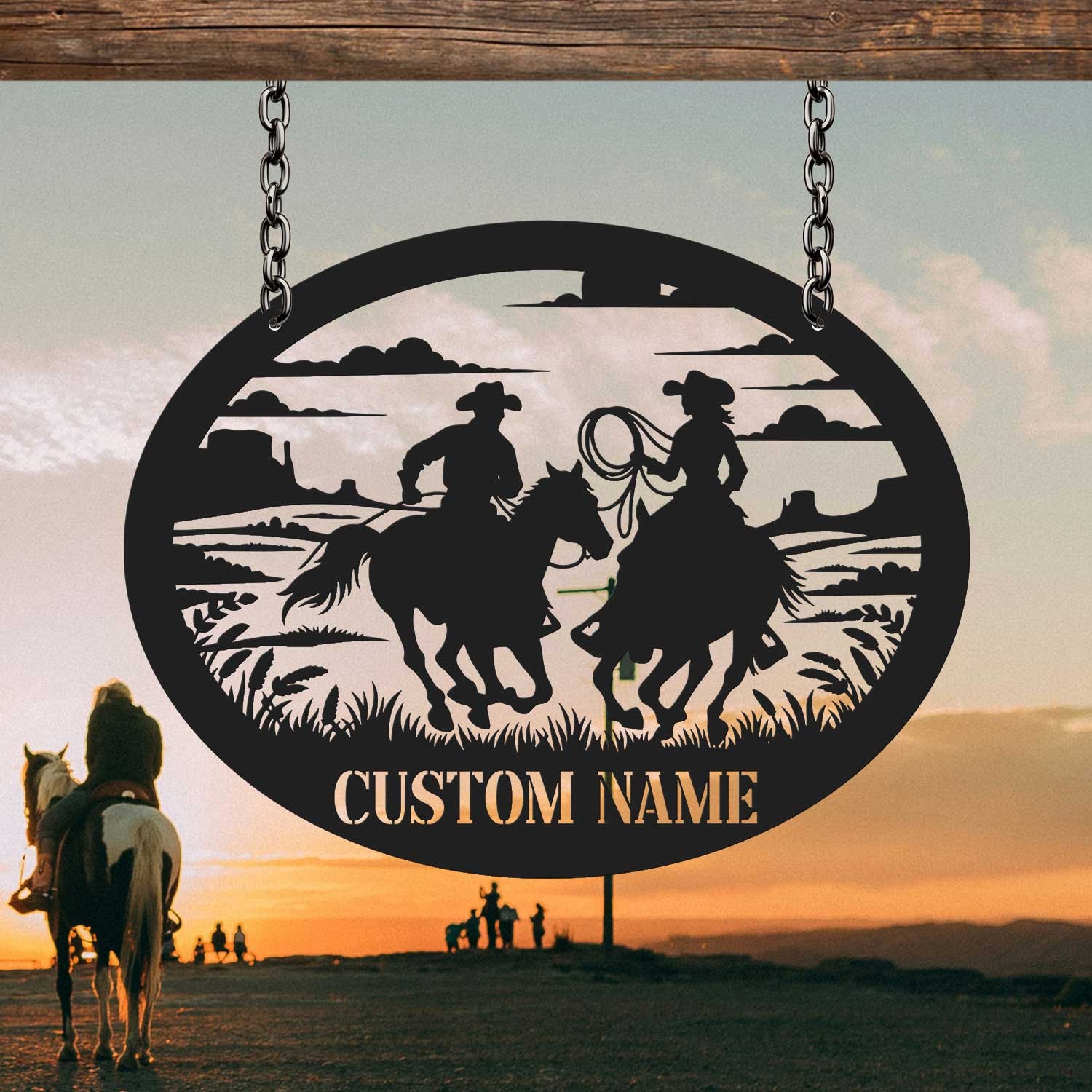 Personalized Cowboy Cowgirl Metal Sign, Couple's Ranch Sign, Western ...