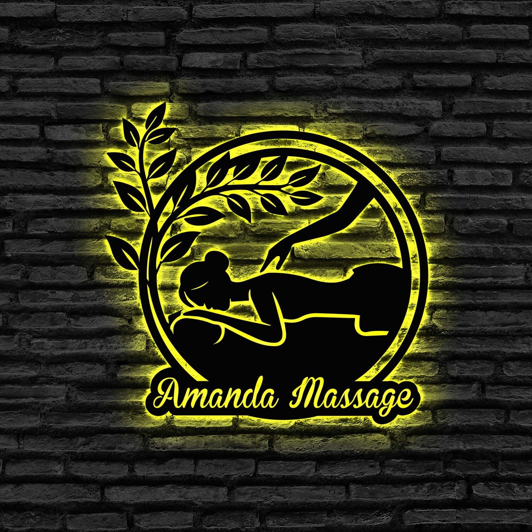 Custom Massage Therapist Metal Wall Art LED Light, Personalized ...