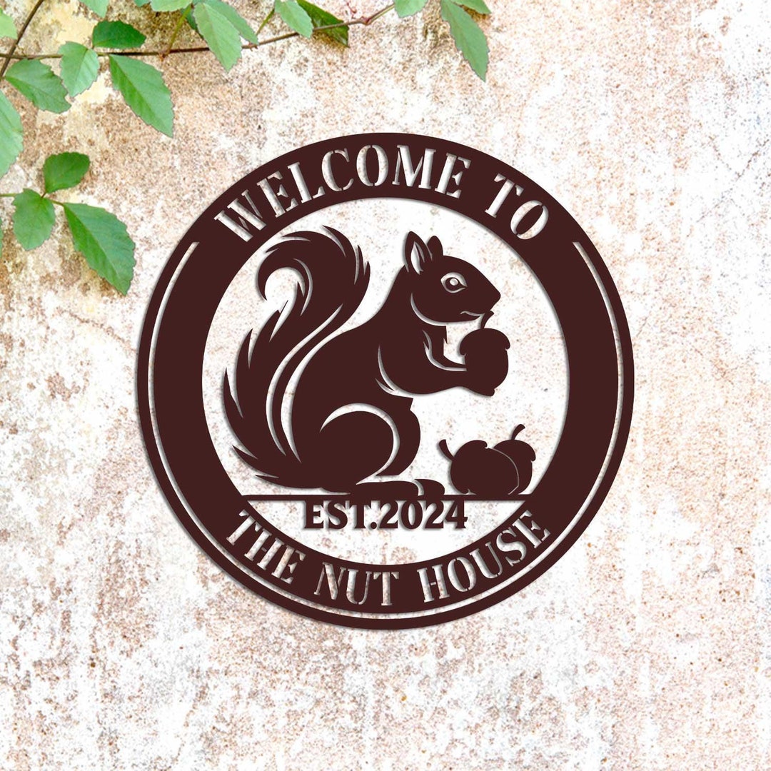 Custom Squirrel Metal Sign, Squirrel Wall Decor, Personalized Squirrel ...