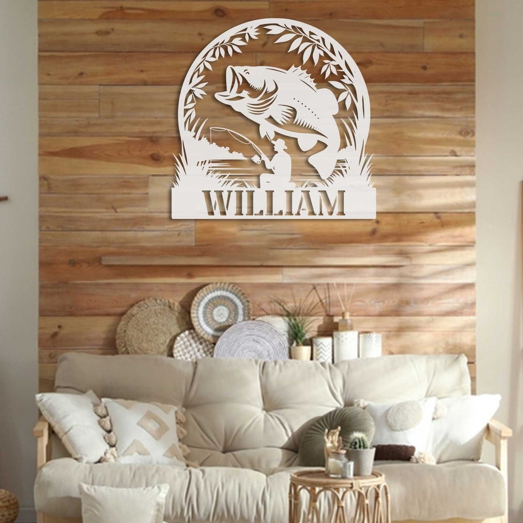 Metal Bass Fish Metal Sign, Bass Wall Art, Bass Fishing Sign, Fishing ...