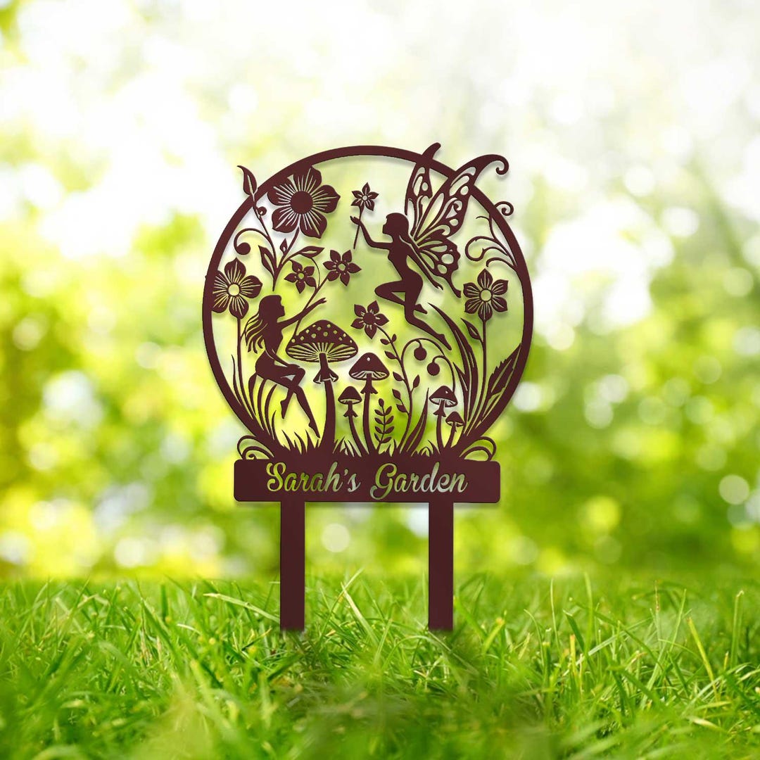 Personalized Fairy Metal Garden Sign, Metal Fairy Garden Art, Custom ...