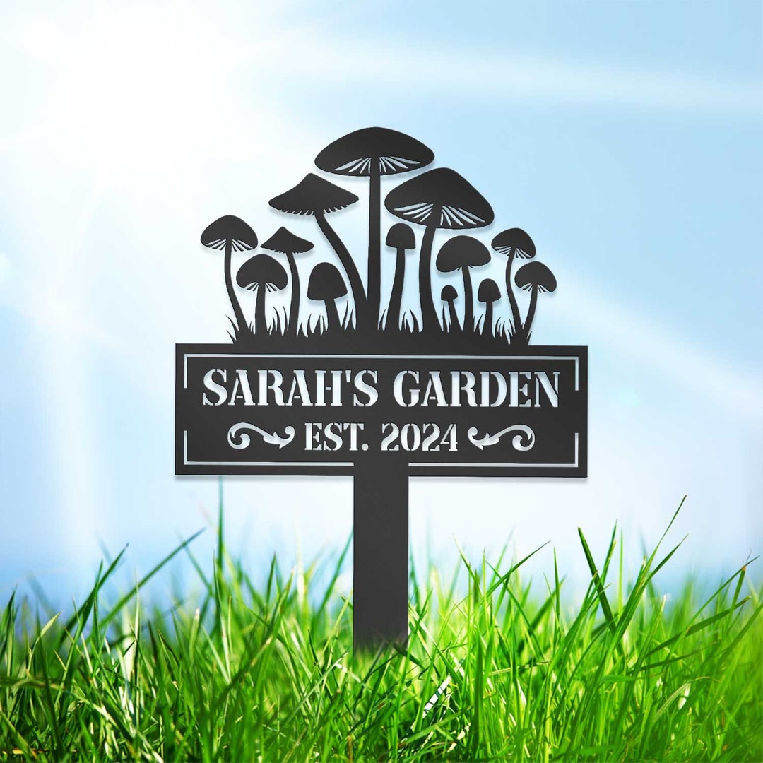Custom Mushrooms Metal Sign, Mushrooms Stake, Garden Metal Sign ...