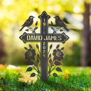 Custom Memorial Metal Cross Stake, Grave Marker, Sympathy Gifts ...