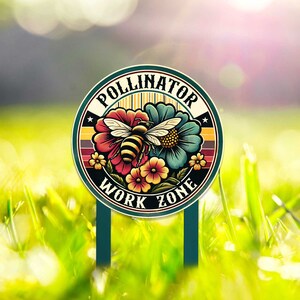 Colorful Metal Bee Sign, Pollinator Habitat, Multi-color Bee Decor ...