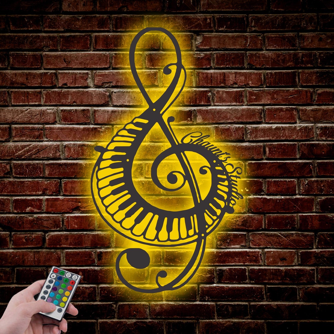 Custom Musical Note Piano Player Metal Wall Art LED Light, Personalized ...