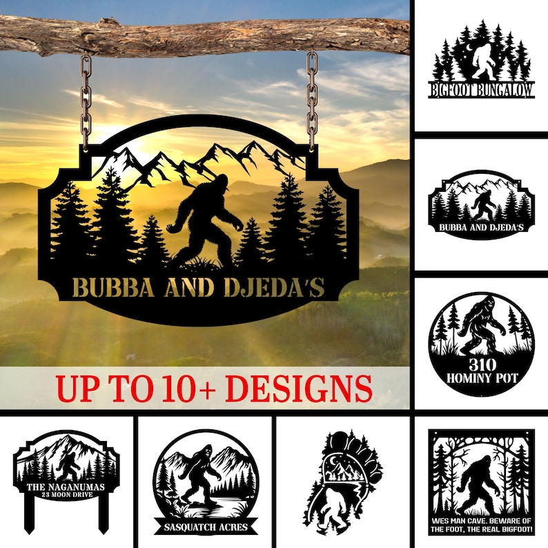 Personalized Sasquatch Metal Sign, Bigfoot Cabin Sign, Yeti Metal Yard ...