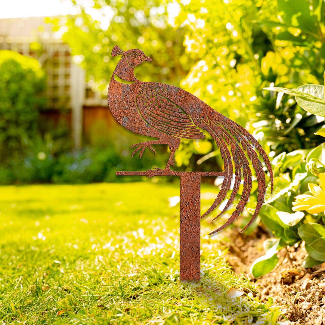 Rusty Pheasant Metal Stake, Pheasant Bird Sign, Metal Stake, Garden ...
