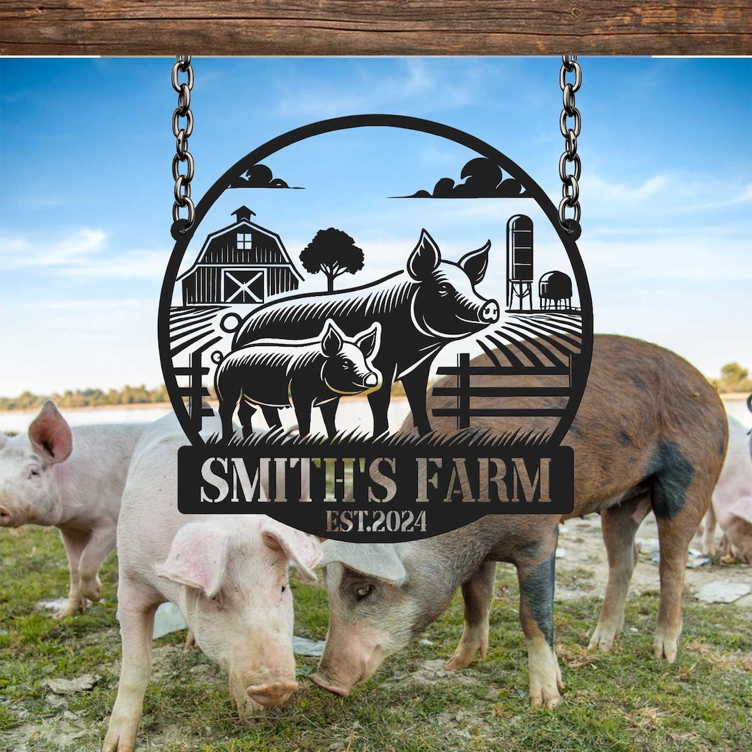Custom Pig Farm Sign, Metal Pig Farm Decor, Farmhouse Decor, Farmer ...