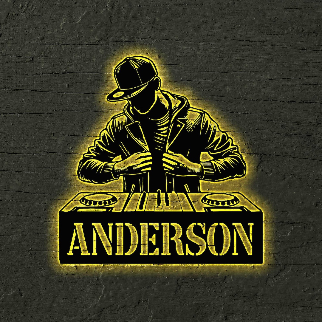 Custom DJ Metal Wall Art With Led Lights, Personalized Dj Player Name ...