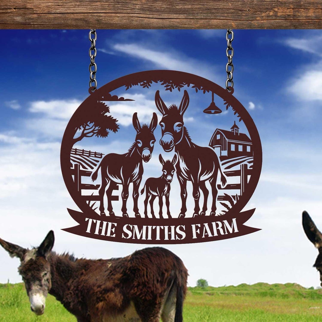 Custom Donkey Farm Metal Sign, Donkey Metal Wall Art, Donkey Farm Gift ...