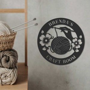 Custom Crochet Metal Wall Art, Crochet Monogram Sign, Crochet Hooks ...
