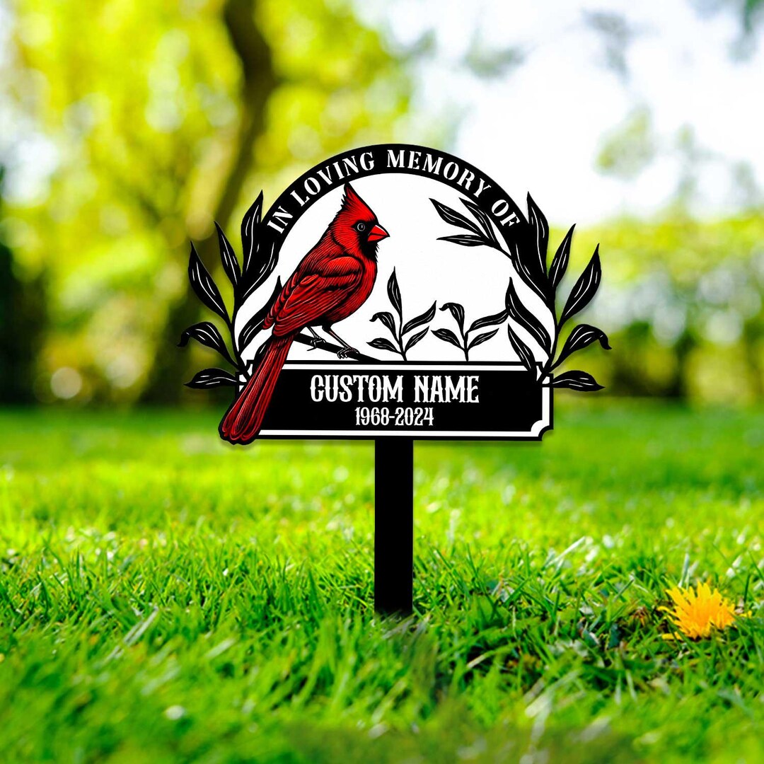Custom Memorial Cardinal Garden Stake, Cardinal Garden Sign, Cardinal ...