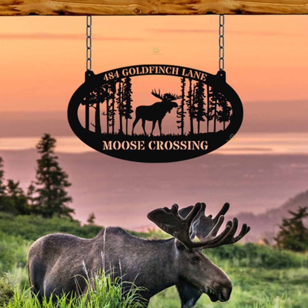 Personalized Moose Metal Sign, Moose Metal Wall Art, Custom Family Name ...