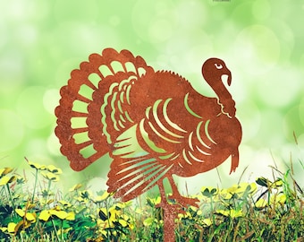 Rustic Metal Turkey Garden Decor - Thanksgiving Garden Decor - Etsy