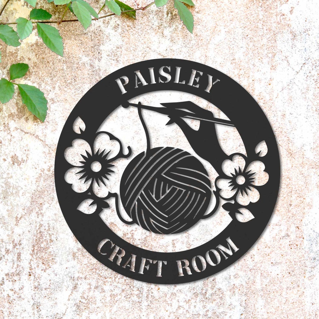 Custom Crochet Metal Wall Art, Crochet Monogram Sign, Crochet Hooks ...