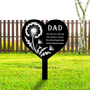 Personalized Dandelion Memorial Stake, Dad Memorial Garden Stake ...