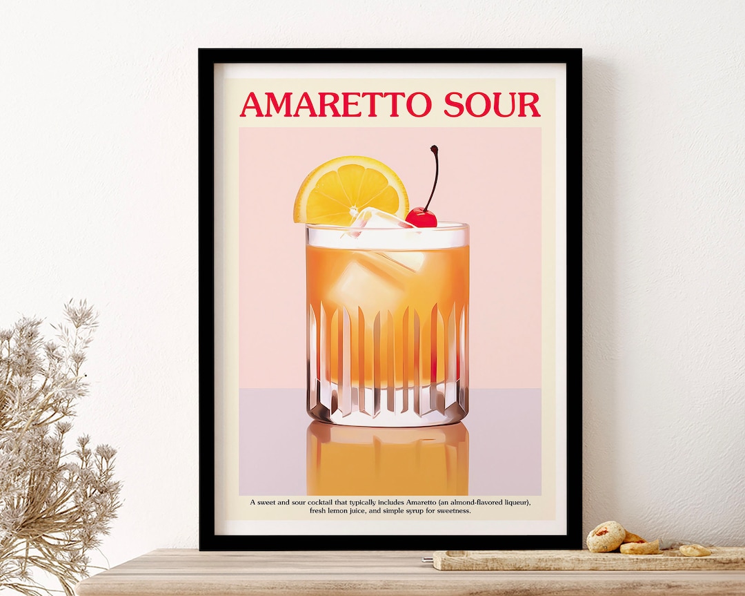 Amaretto Sour Cocktail Poster Kitchen Art Wall Art Print - Etsy