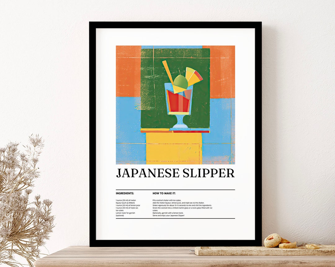 Japanese Slipper Cocktails Drink Recipe Wall Art Print Poster Framed ...