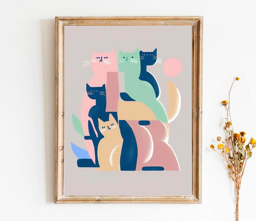 Henri Matisse Style Stack of Cats Digital Download Animal Art - Etsy