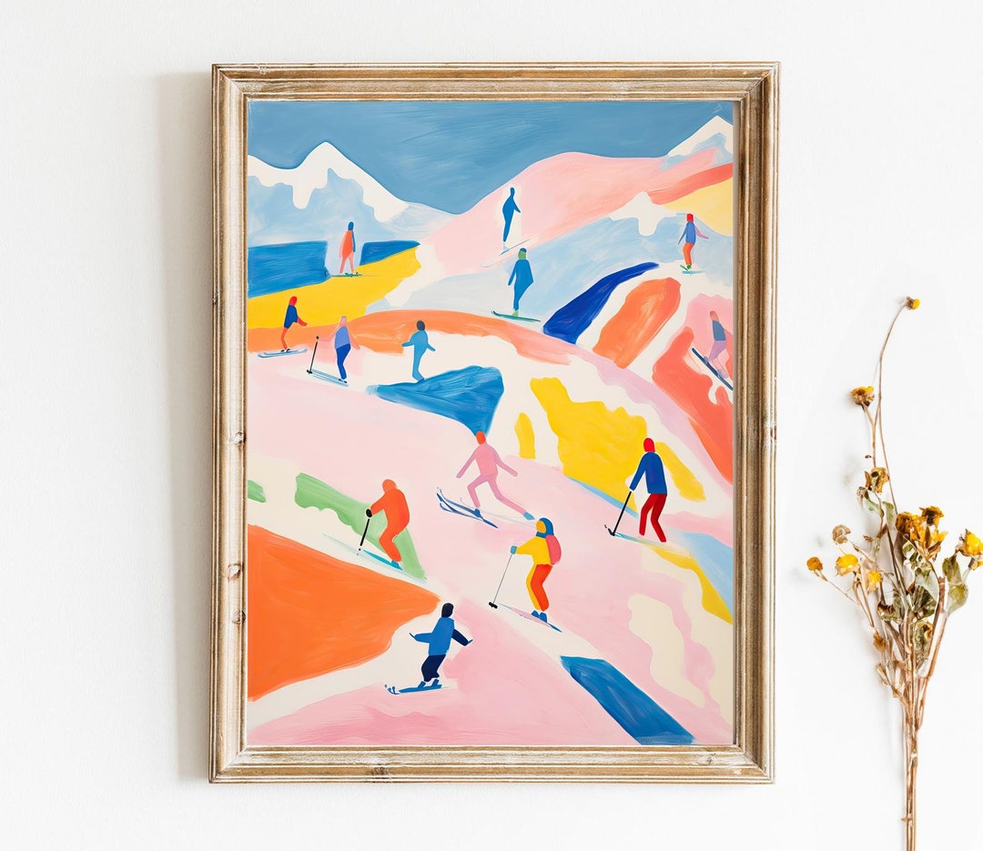 Skiers Matisse Style Painting Winter Snow Digital Download - Etsy Canada