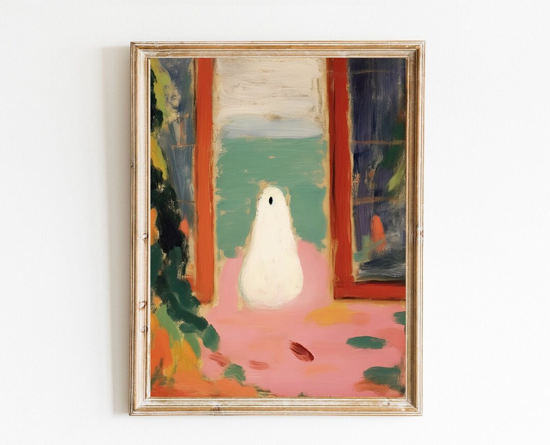 One Eye Cute Ghost Halloween Art Inspired by Matisse - Etsy