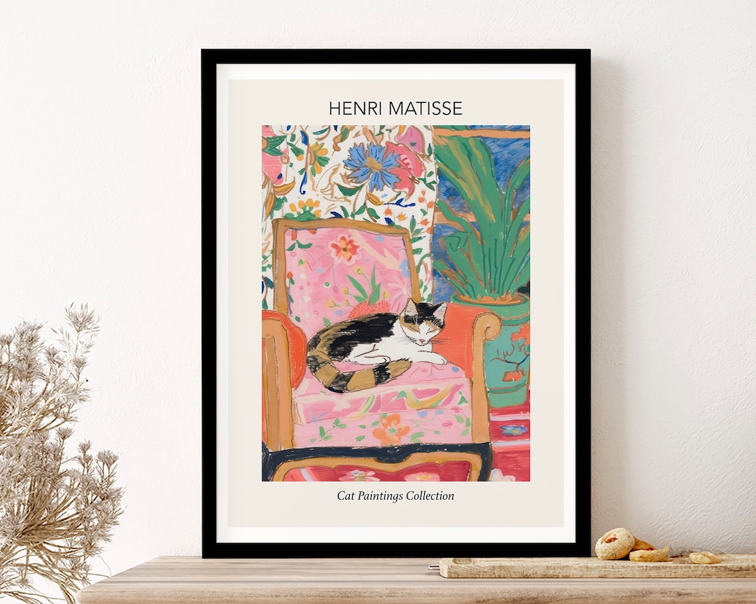 Henri Matisse Cat Sleeping Sofa Painting Wall Art Print Poster Framed ...