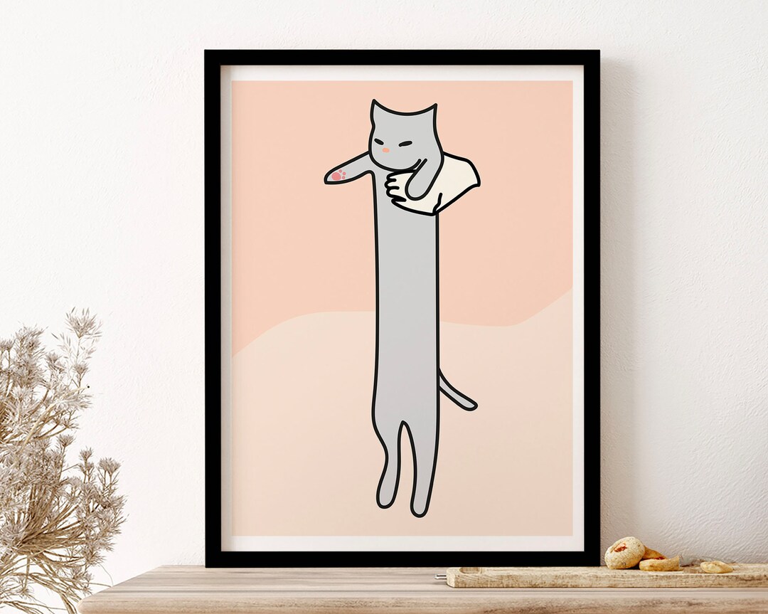 Long Cat Meme Funny Animals Illustration Pop Culture Wall Art - Etsy