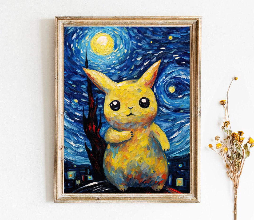 Pikachu X Van Gogh Vincent Van Gogh Starry Night With - Etsy UK