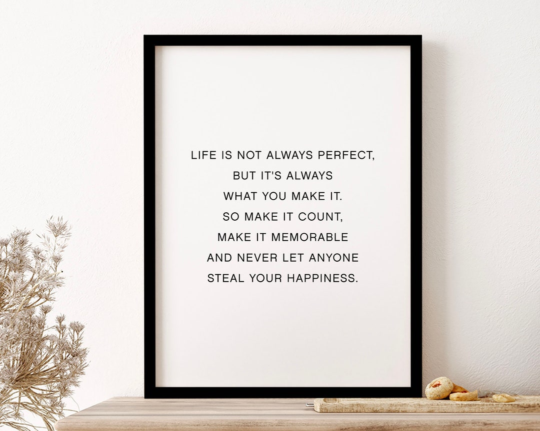 Life is Not Always Perfect Quote Typography Wall Art Print Poster ...