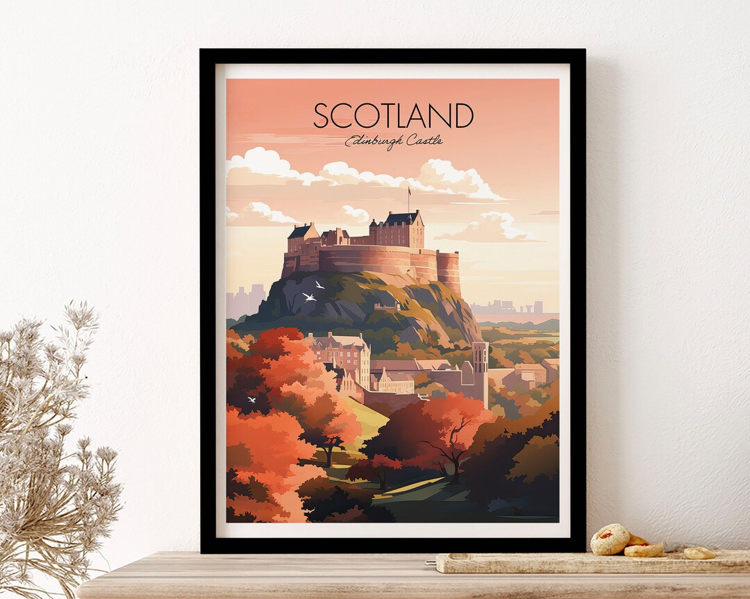 Scotland Edinburgh Castle Autumn Fall Vintage Travel Wall Art - Etsy