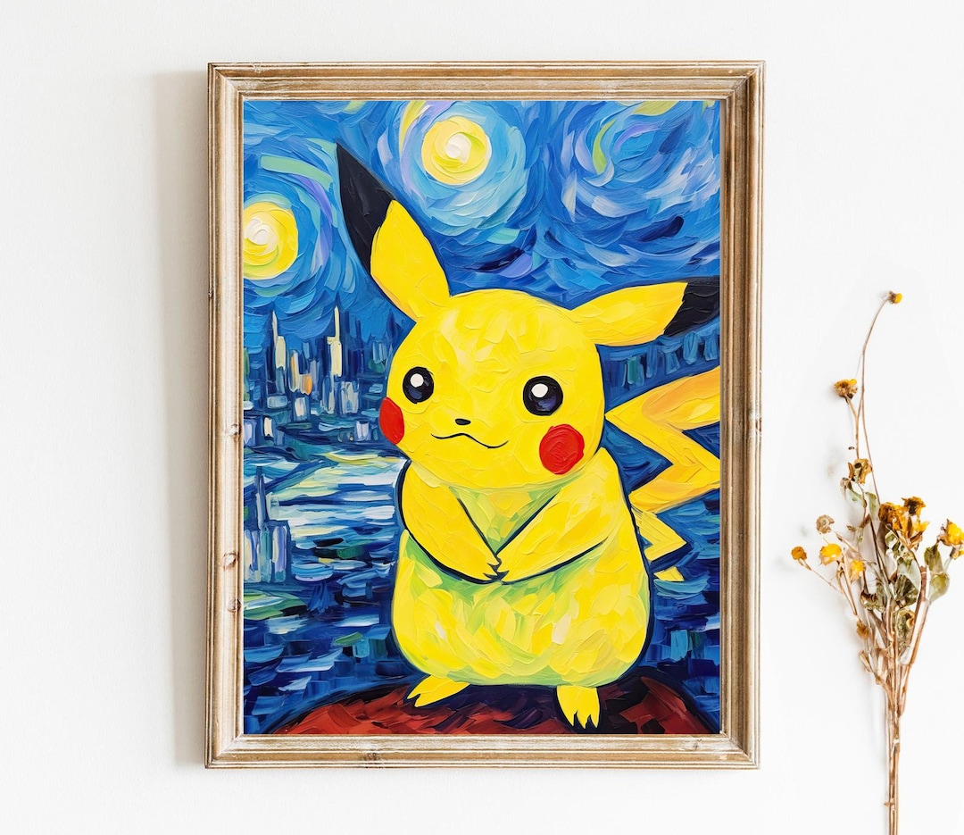 Pikachu X Van Gogh Starry Night by Vincent Van Gogh Pikachu - Etsy