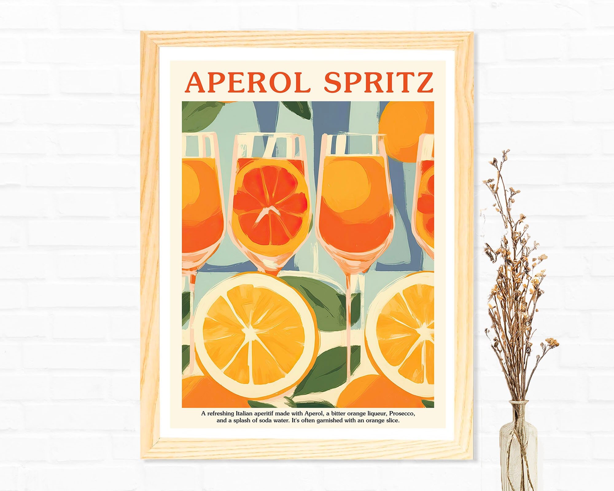 Aperol Spritz Pattern Cocktail Oranges Kitchen Art Wall Art - Etsy UK