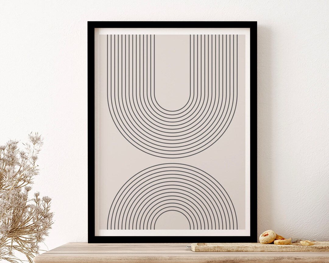 Arches Rainbow Neutral Line Art Wall Art Print Poster Framed - Etsy