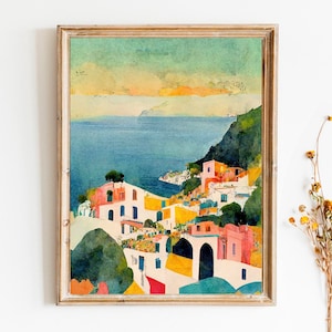 Positano View in Italy Illustration, Travel Art, Print Digital Download ...