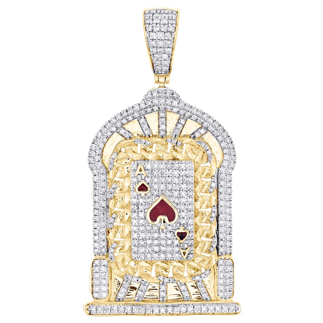 Ace of Spades Pendant 925 Sterling Silver VVS1 Moissanite Diamond Cuban ...