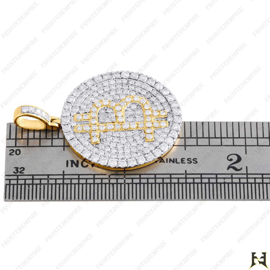 10K Yellow Gold Diamond Bitcoin Pendant Iced Out Round Crypto Charm ...