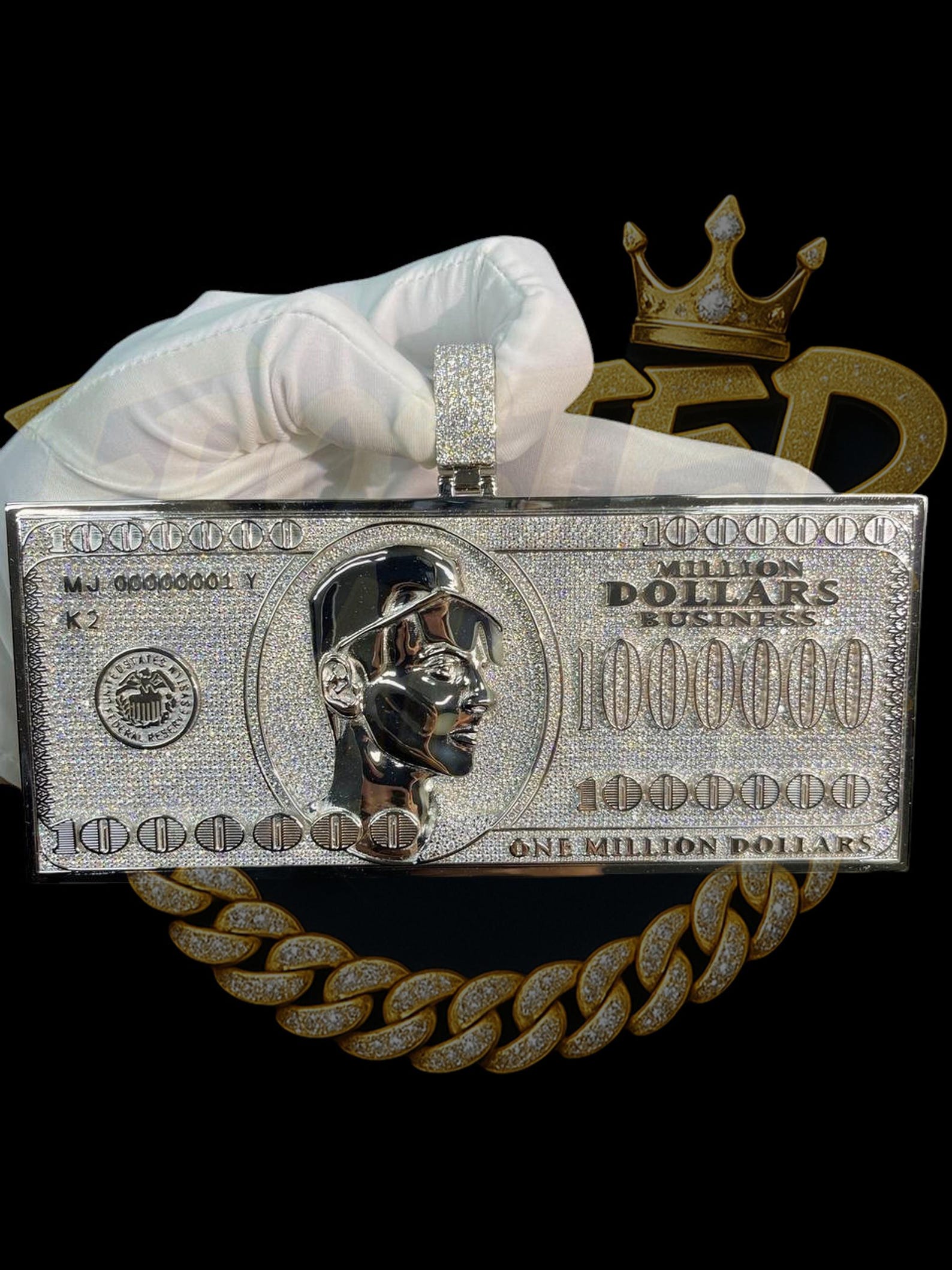 Custom 1 Million Dollar Pendant Moissanite VVS Iced Out Silver Money ...