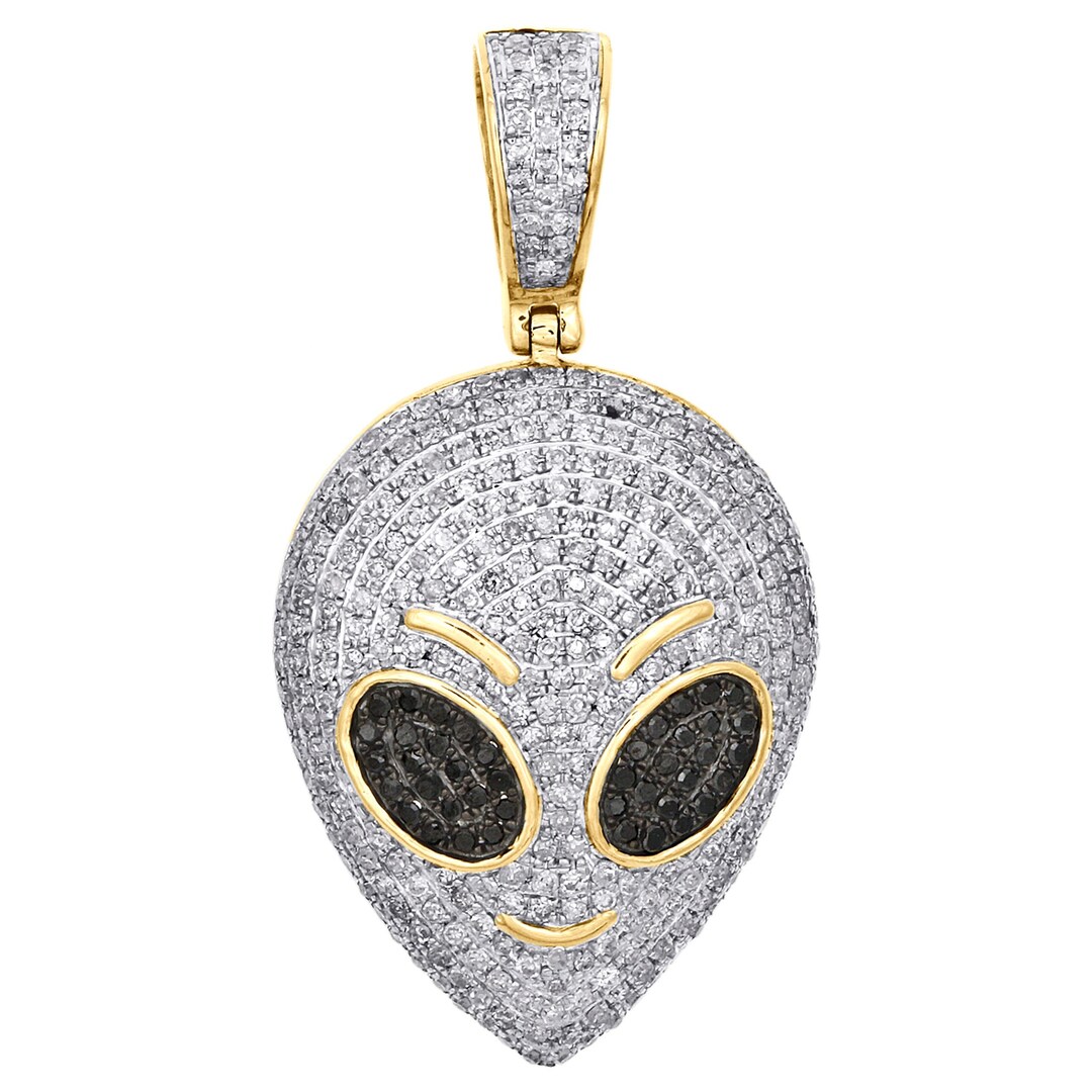 Iced Out Alien Pendant 925 Sterling Silver Extraterrestrial Charm 1 CT ...