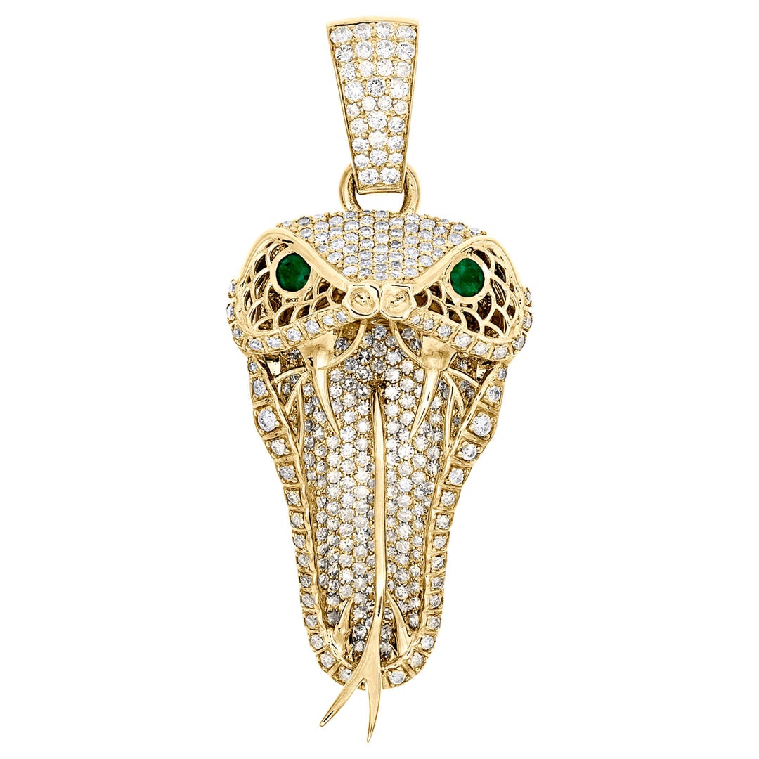 Iced Out Snake Pendant, Silver 10K 14K Gold Animal Pendant, Custom VVS1 ...