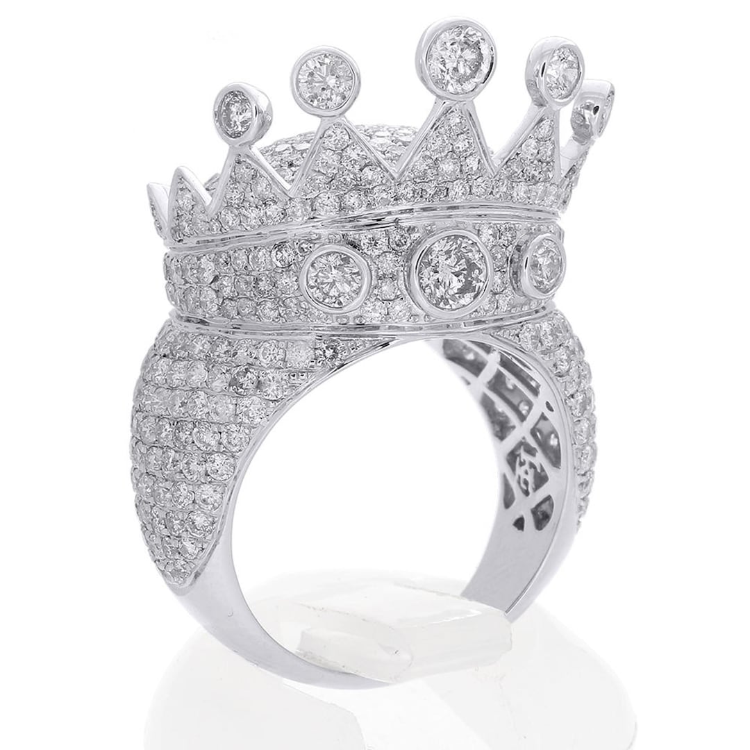 Customized King Crown Huge Hip Hop Ring 7.11 CT Round Diamond Statement ...