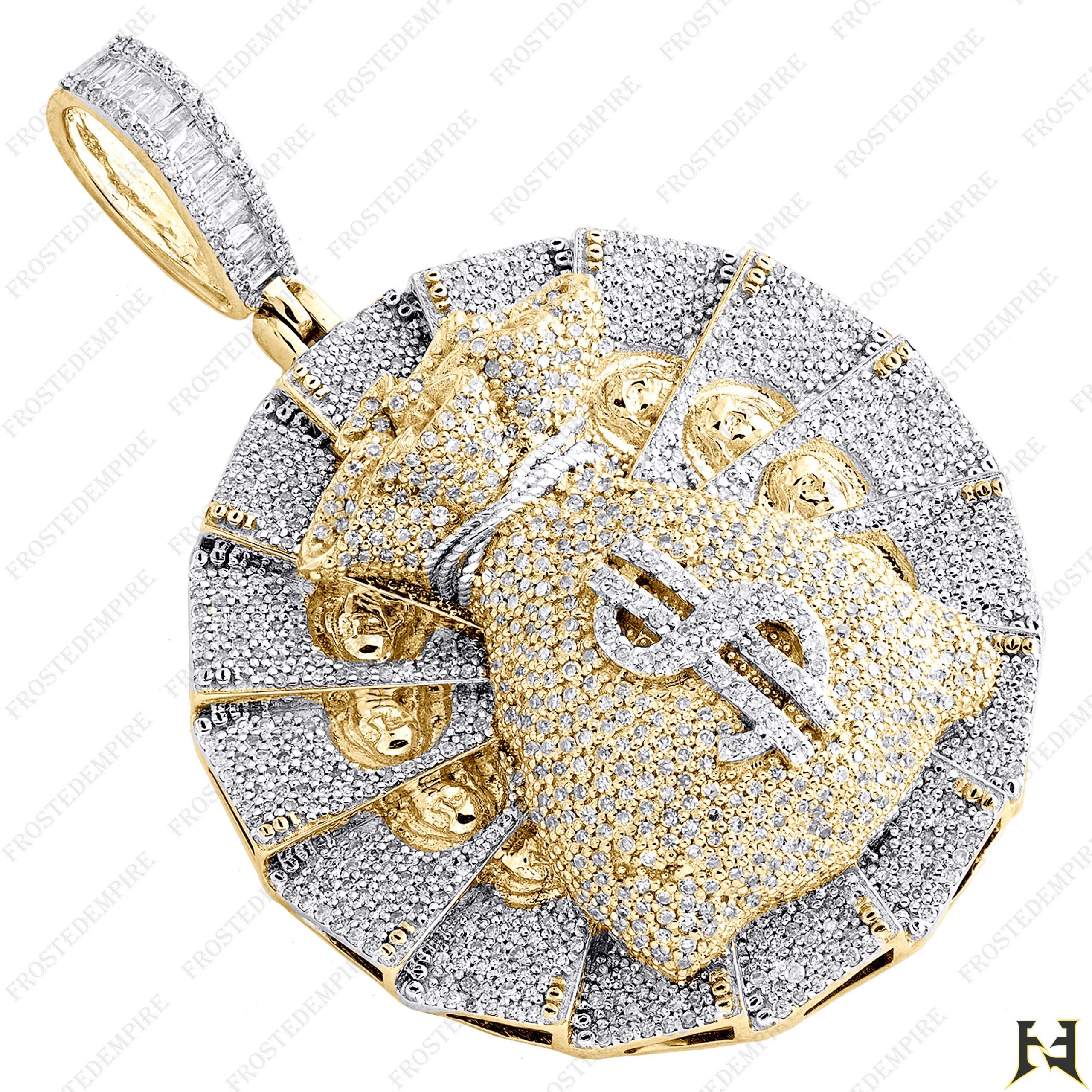 Money Bag Medallion Pendant VVS1 Moissanite Iced Money Bag Pendant 925 ...
