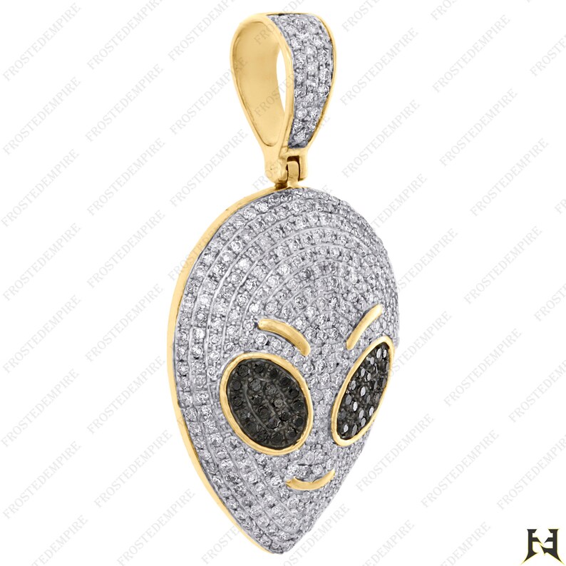 Iced Out Alien Pendant 925 Sterling Silver Extraterrestrial Charm 1 CT ...