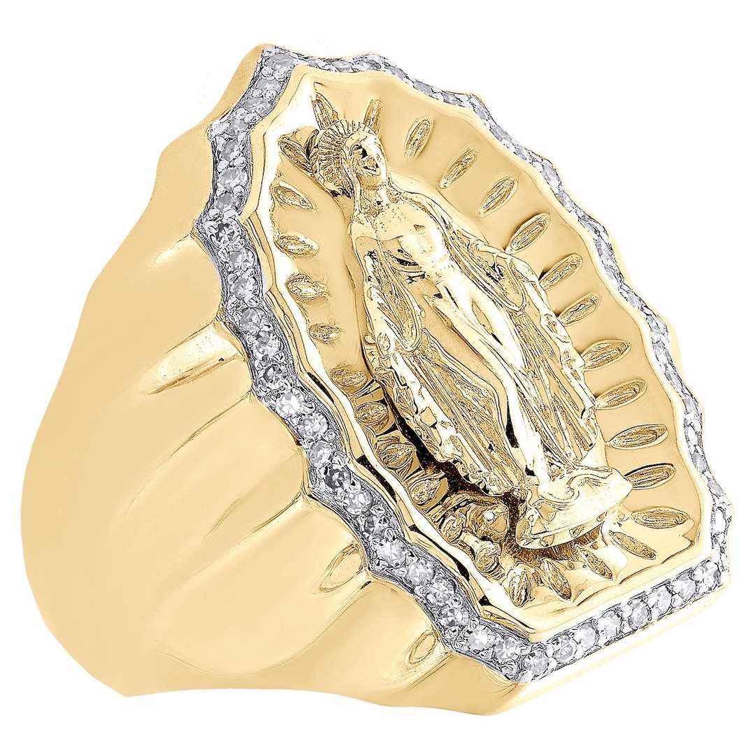 Virgin Mother Mary Pinky Ring 0.33 CT Moissanite Diamond Statement Ring ...