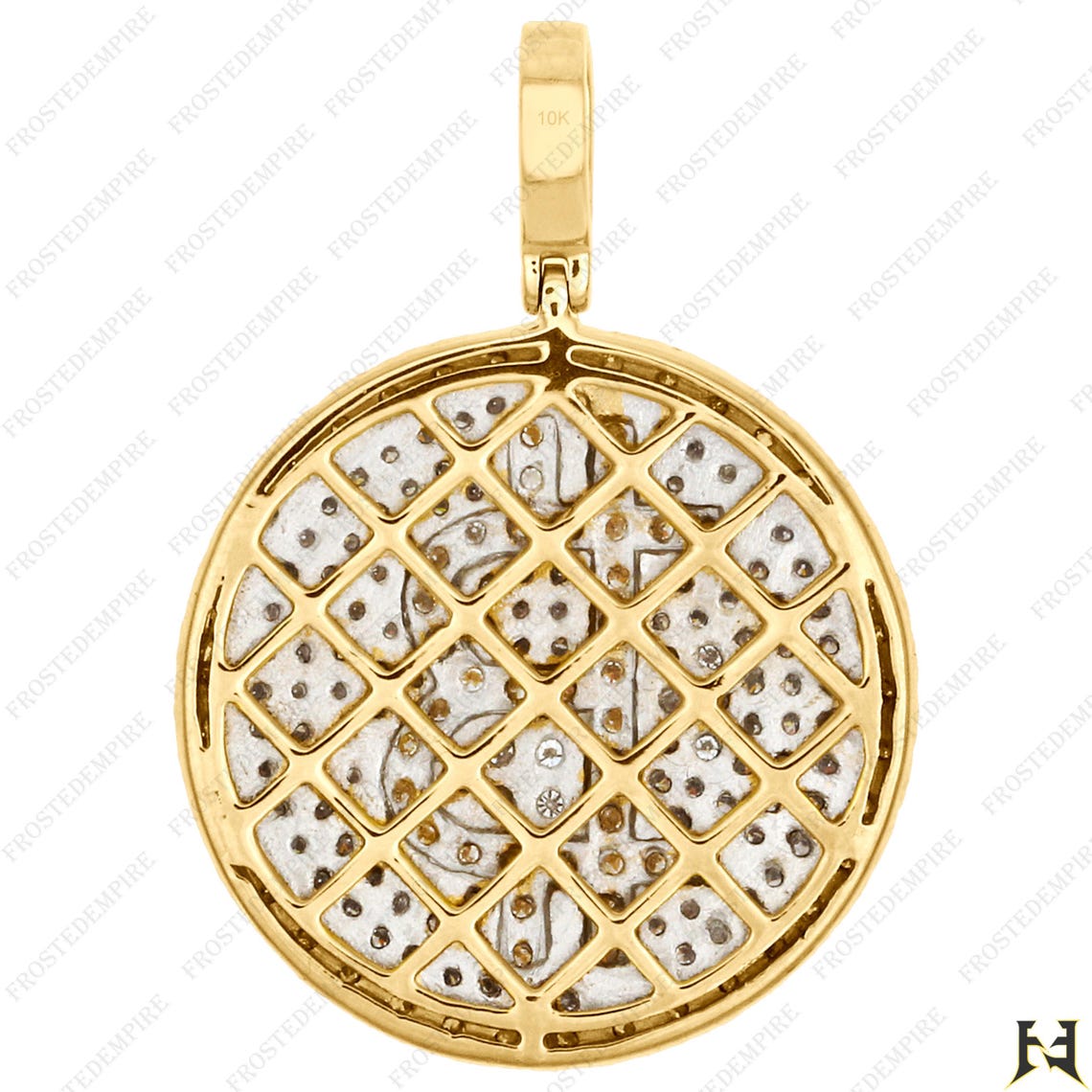 10K Yellow Gold Diamond Bitcoin Pendant Iced Out Round Crypto Charm ...